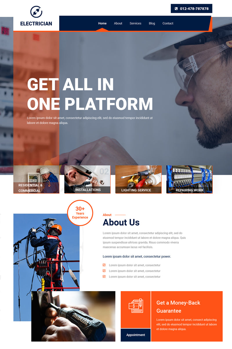 Free Electrician WordPress Theme